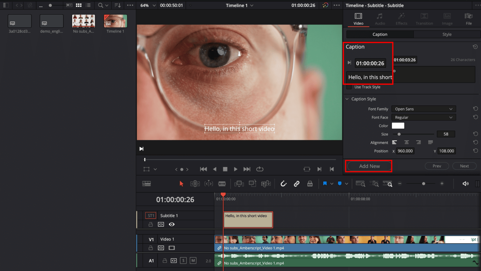 How to add Subtitles in Davinci Resolve | Amberscript