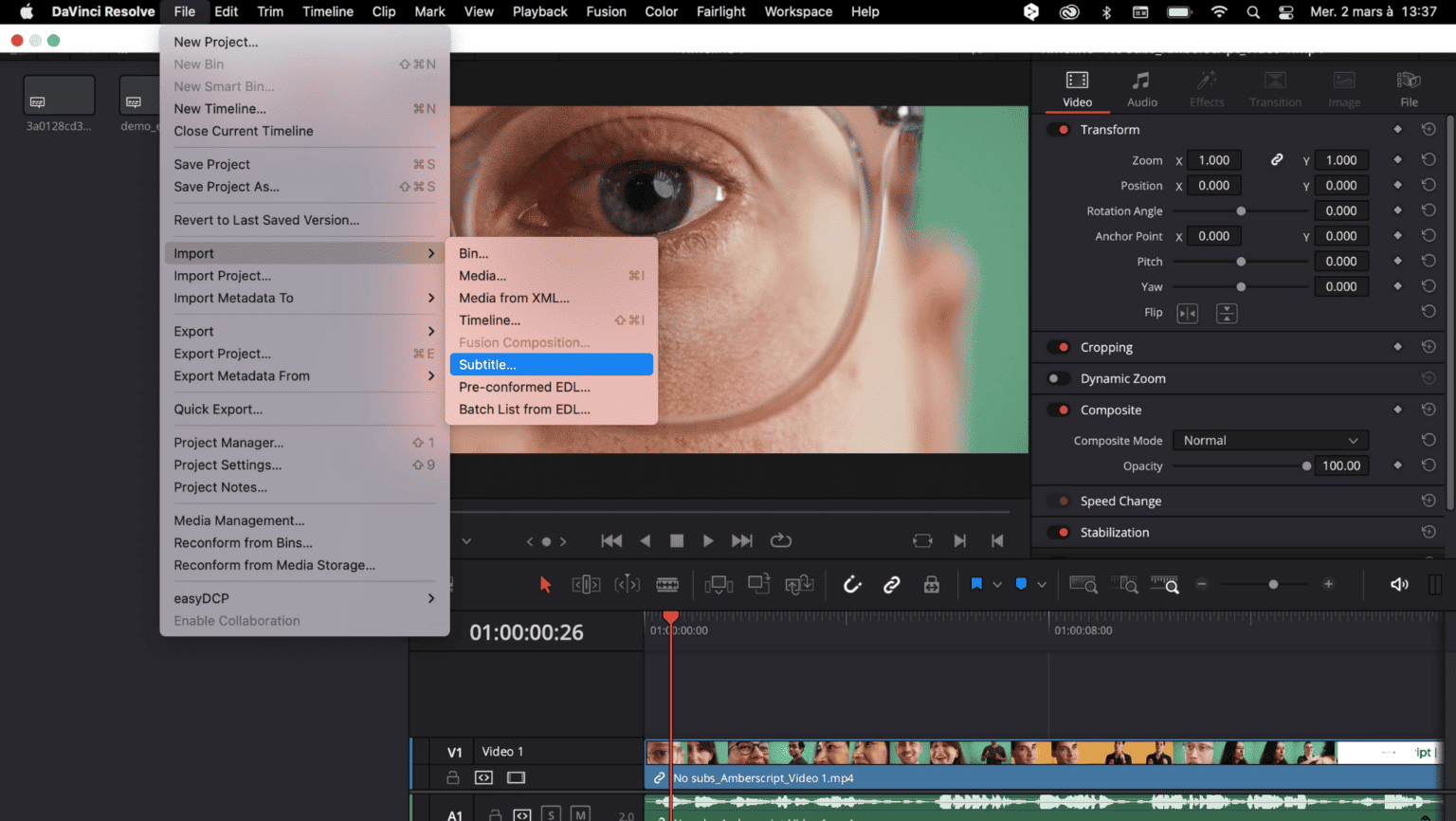 How to add Subtitles in Davinci Resolve | Amberscript